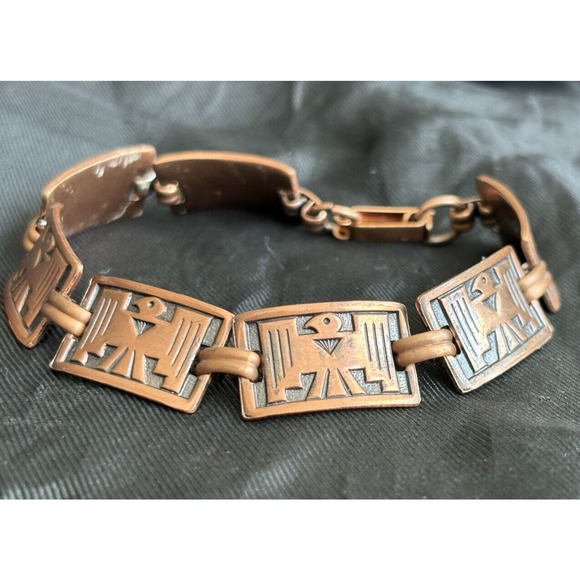 Unbranded | Jewelry | Vintage Thunderbird Copper Panel Bracelet Native ...
